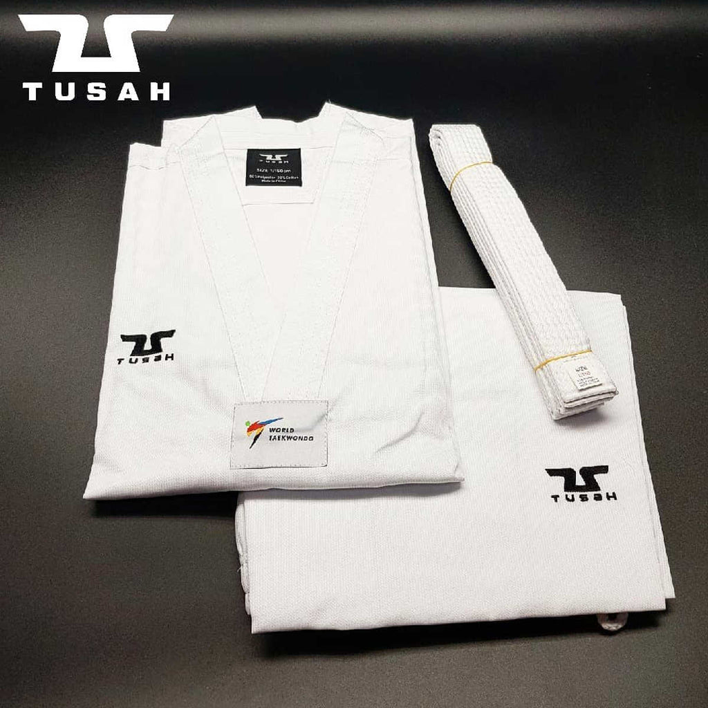 Tusah WT- Easy-Fit Sparring Uniform, White V-Neck, Kup Grade – MJC ...